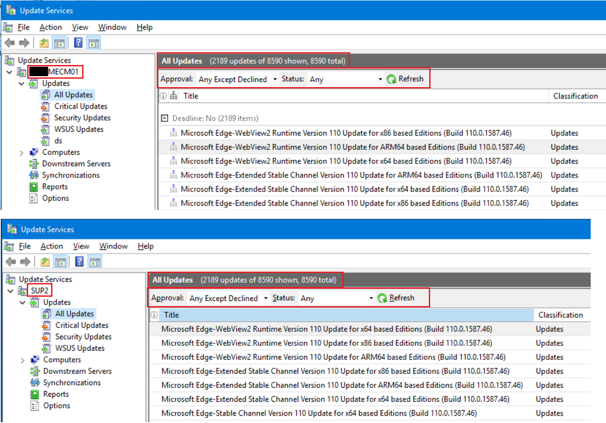 Fix WSUS Downstream Replica Showing More Updates than the Primary